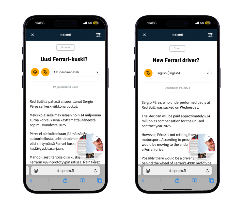 ePress Translate® - Content translated into your chosen language